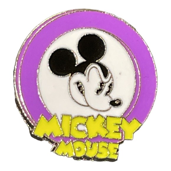 Disney | Accessories | Mickey Mouse Pin New Purple White Circle Angry ...